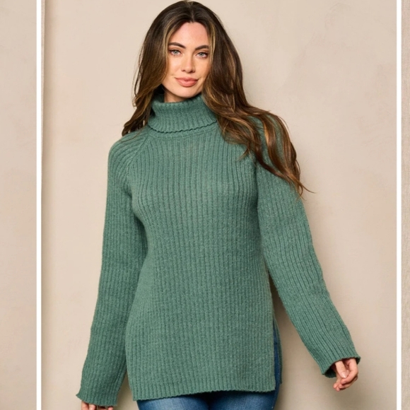 Double Zero | Sweaters | Last One Long Sleeve Turtle Neck Side Slit ...
